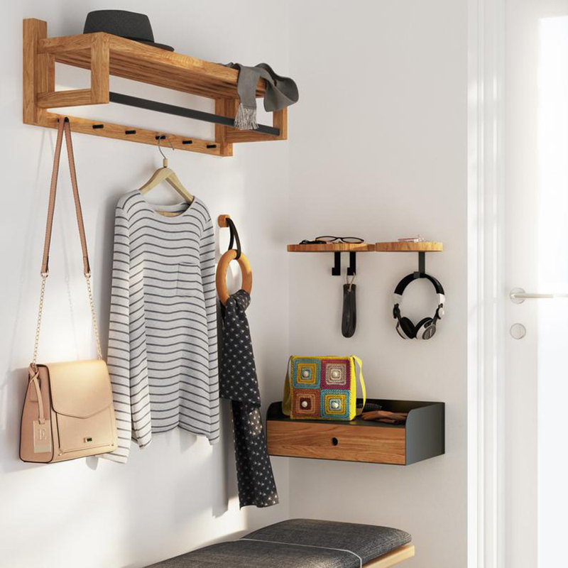 Woodek Design Brumback Solid Wood 6 - Hook Wall Mounted Coat Rack with ...