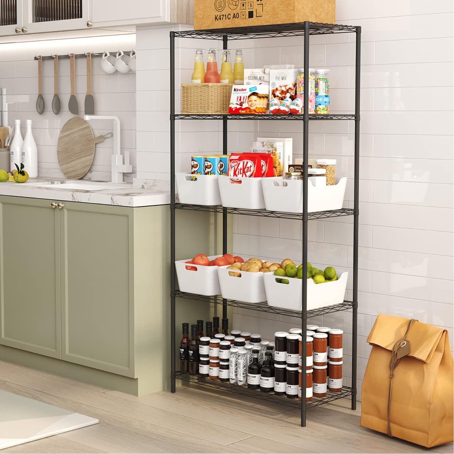 Rebrilliant Metal Storage Rack, Free-Standing Rack, Durable Organizer ...