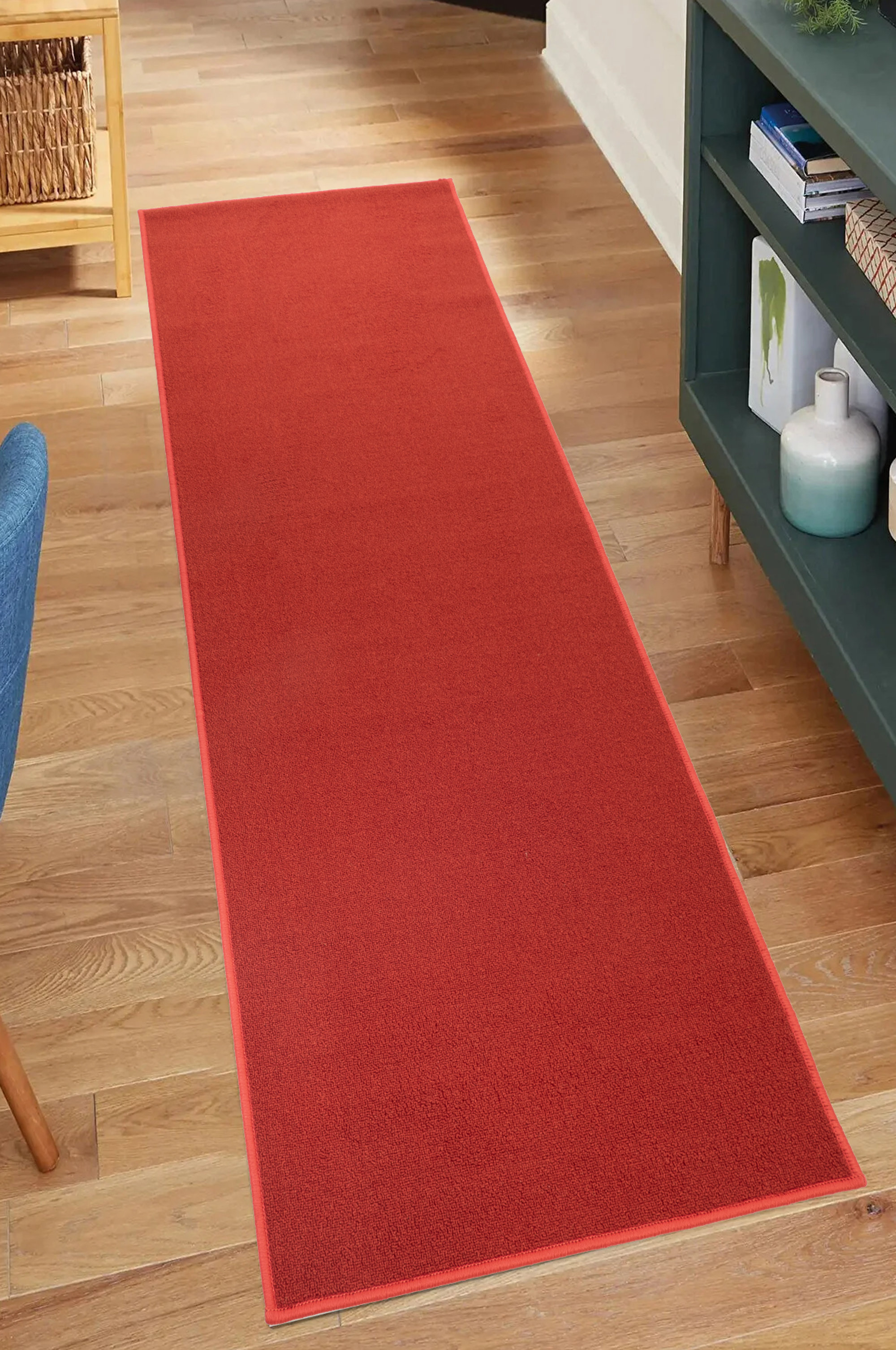Charlton Home® Custom Size Runner Rug Solid Red Low Pile Slip Resistant ...