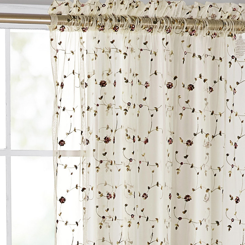 VCNY Vintage Rose Embroidered Sheer Curtain Panel, 54" x 84" | Wayfair
