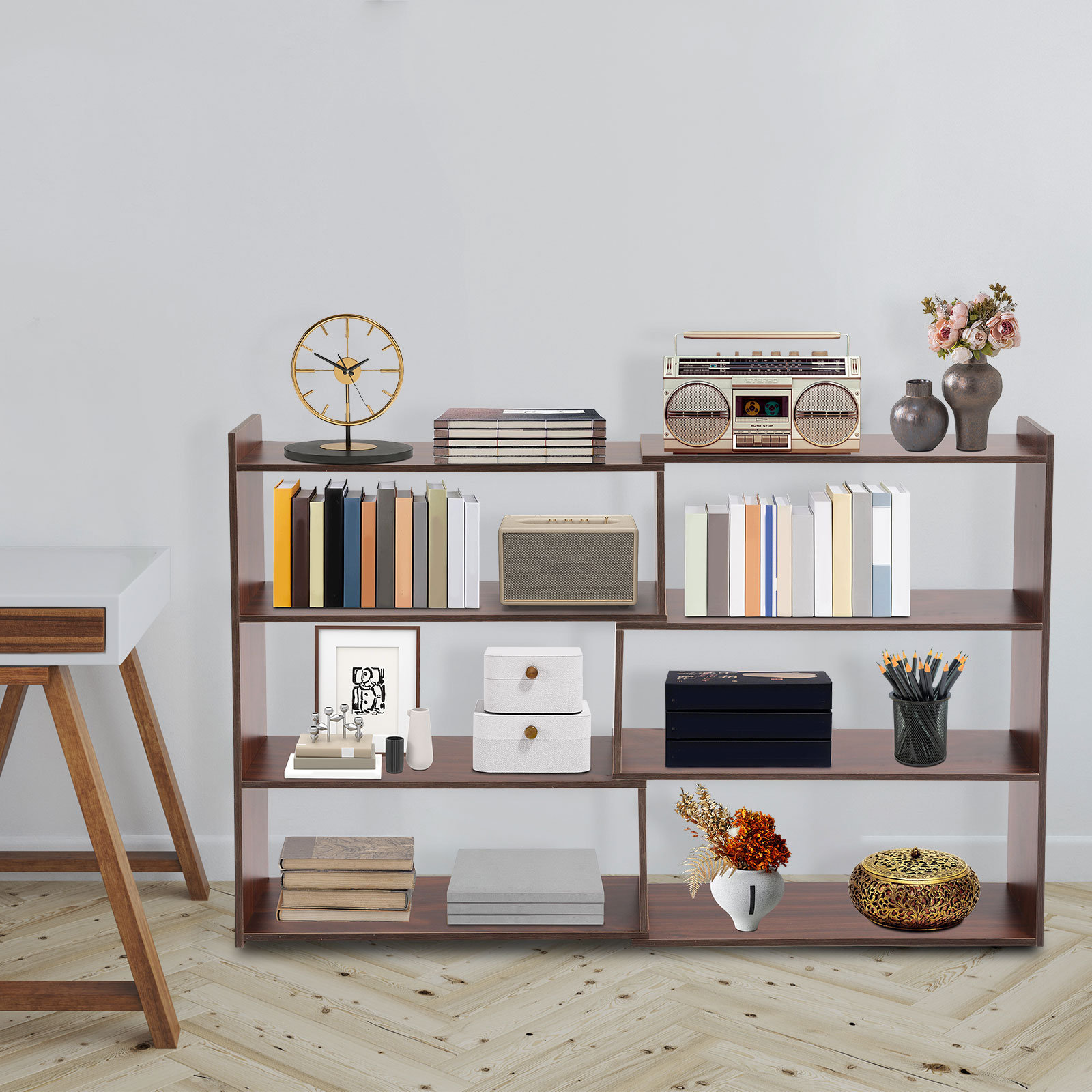 Latitude Run® 3-Tier Retractable Storage Shelf Desktop/Floorstanding ...