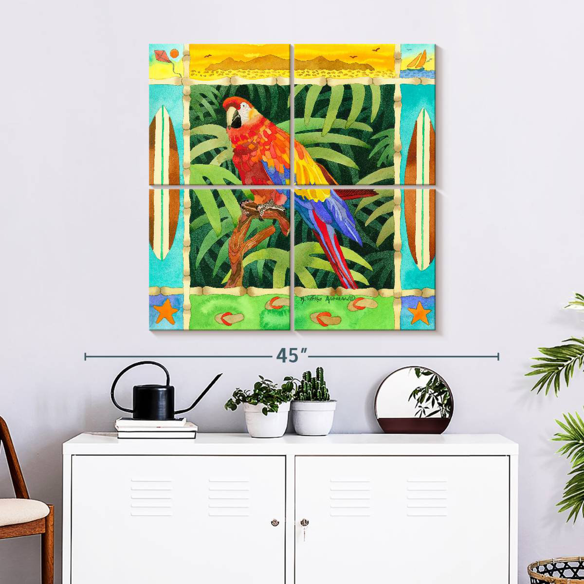 Ebern Designs Brampt Surf Parrot | Wayfair