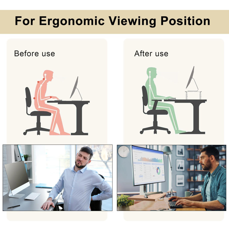 Orren Ellis Monitor Stand Riser,Wood & Acrylic Computer Monitor Stand ...