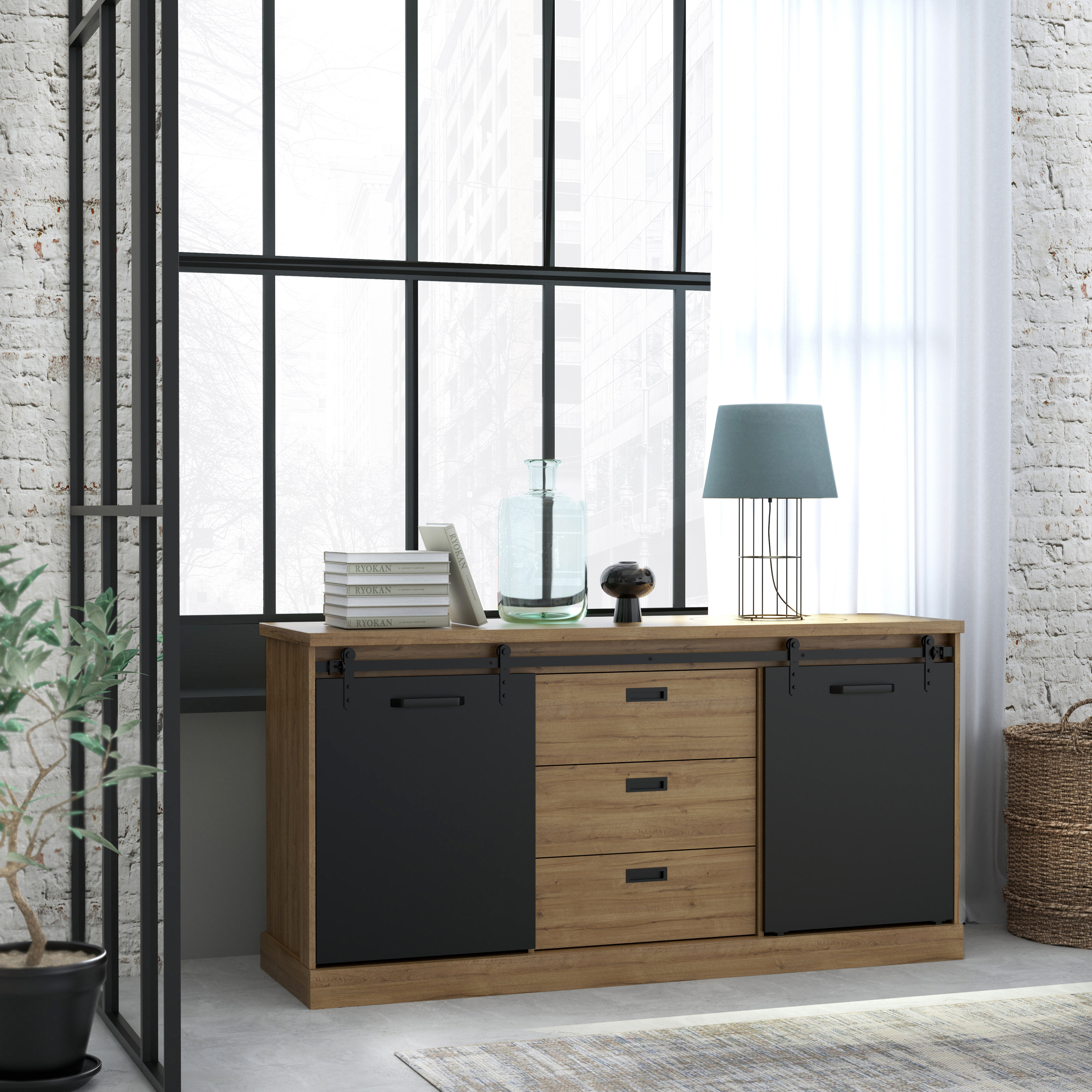 ModernMoments Lauran 3 Drawer 173.3Cm W Combi Chest Of Drawers ...