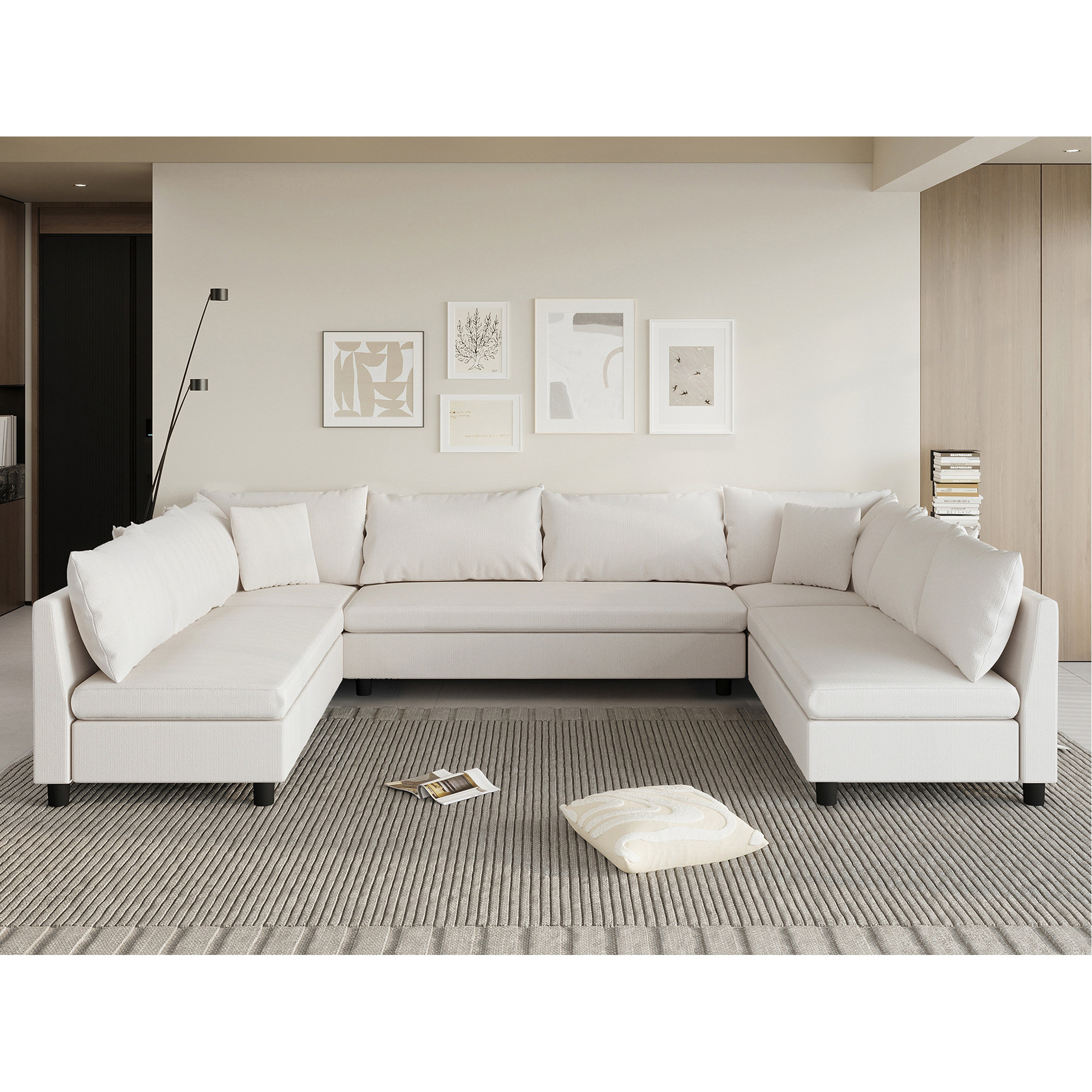 Latitude Run® Modular Sectional Sofa, Reversible U Shaped Chenille Couch Set, Free Combination ...