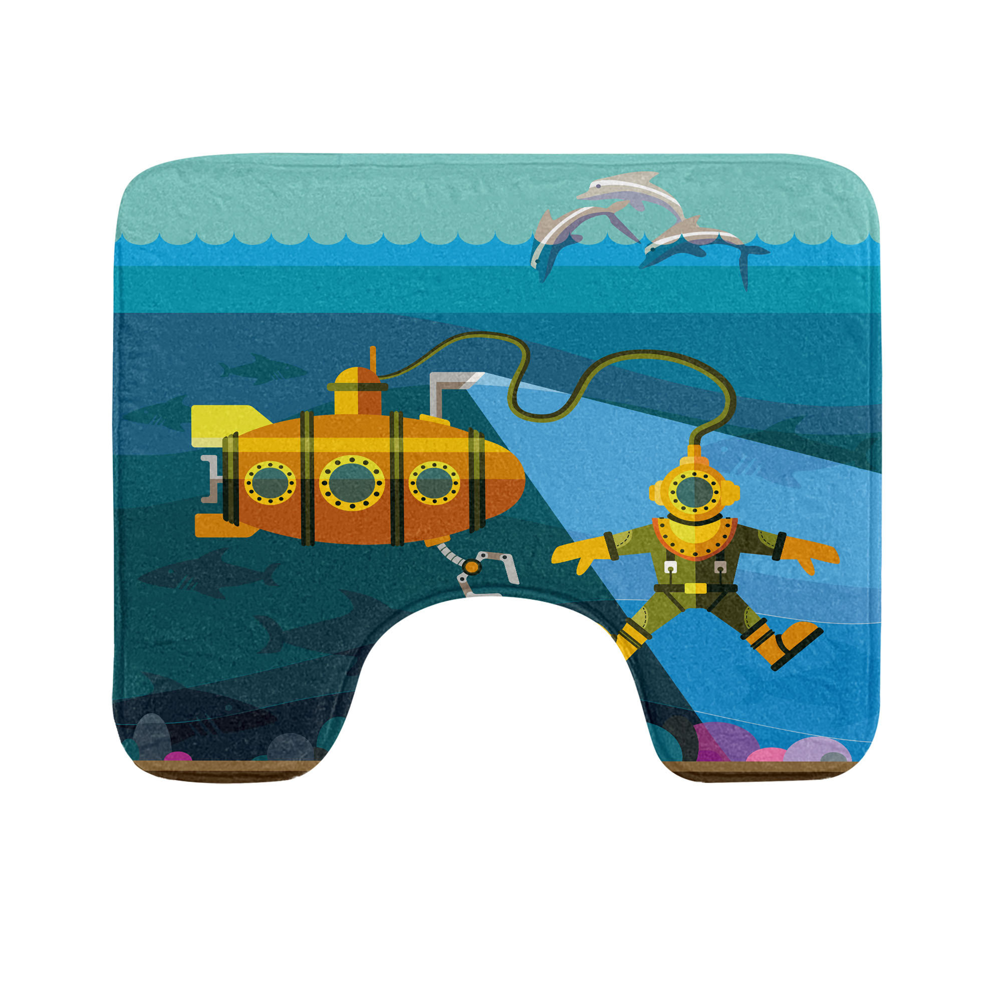 Dakota Fields Yellow Submarine Toilet Mat U-Shape Bathroom Rug 20 ...