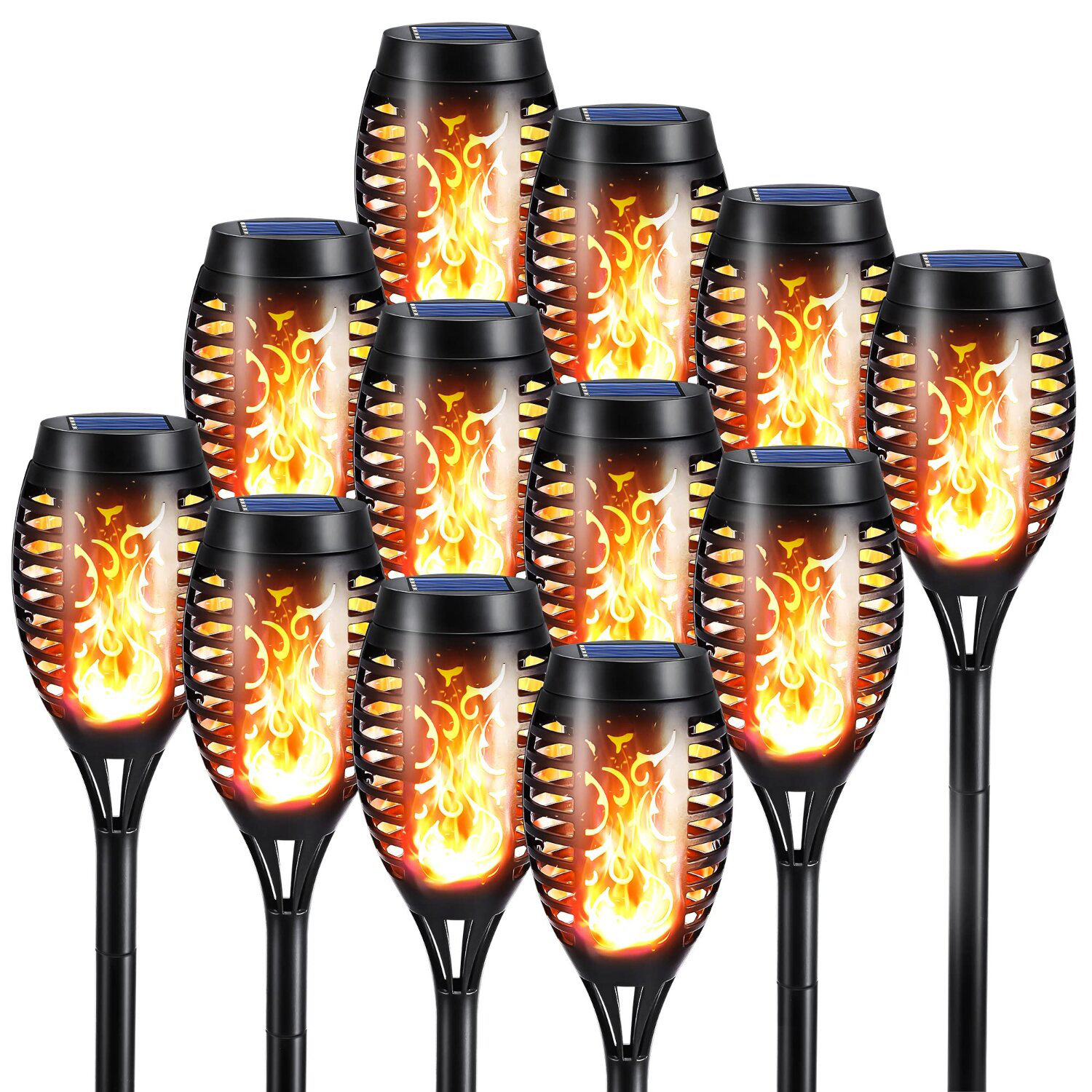 NURTOR 12 Pack Solar Light Outdoor with Flickering Flame, Pathway ...