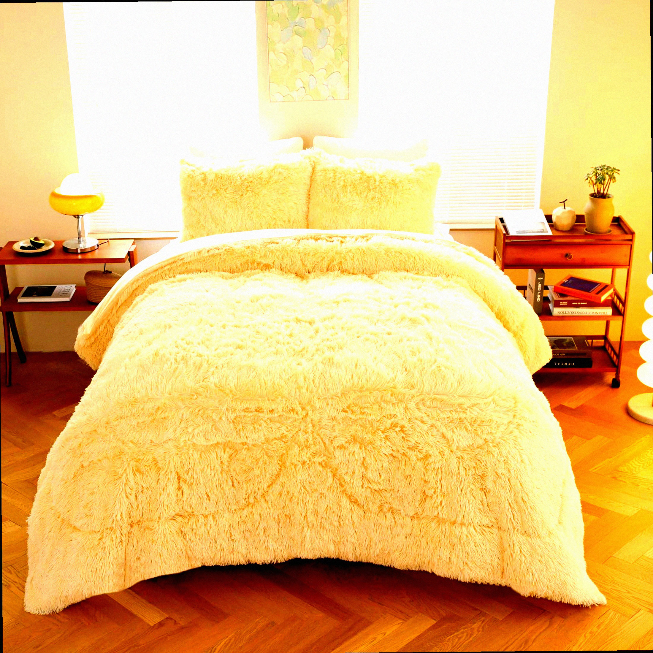 Everly Quinn Plush Shaggy Velvet Comforter Set - Bedding with Pillow Sham - Washable Luxury ...