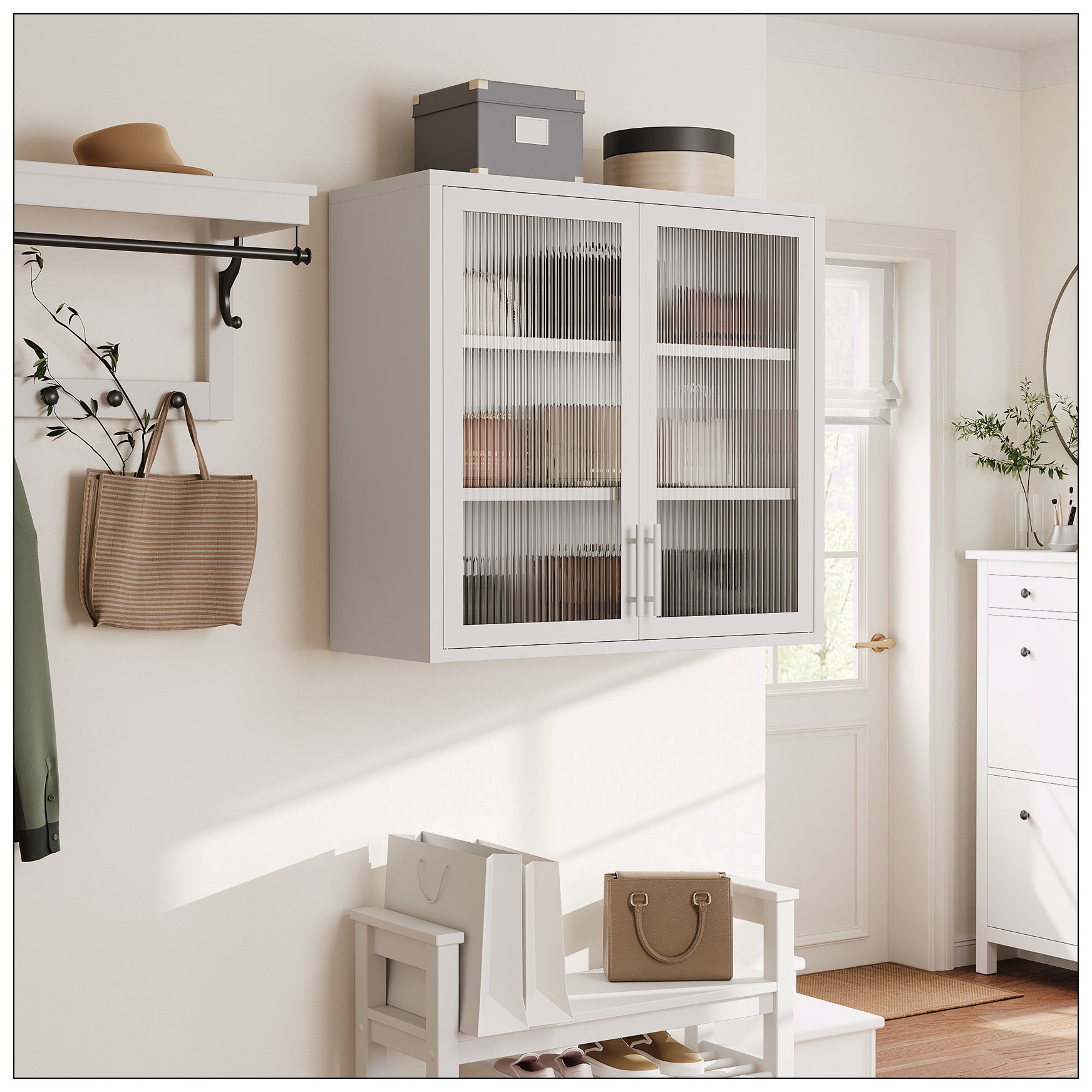 Latitude Run® Wall Mounted Cabinet Storage Cabinet , Flute Tempered ...