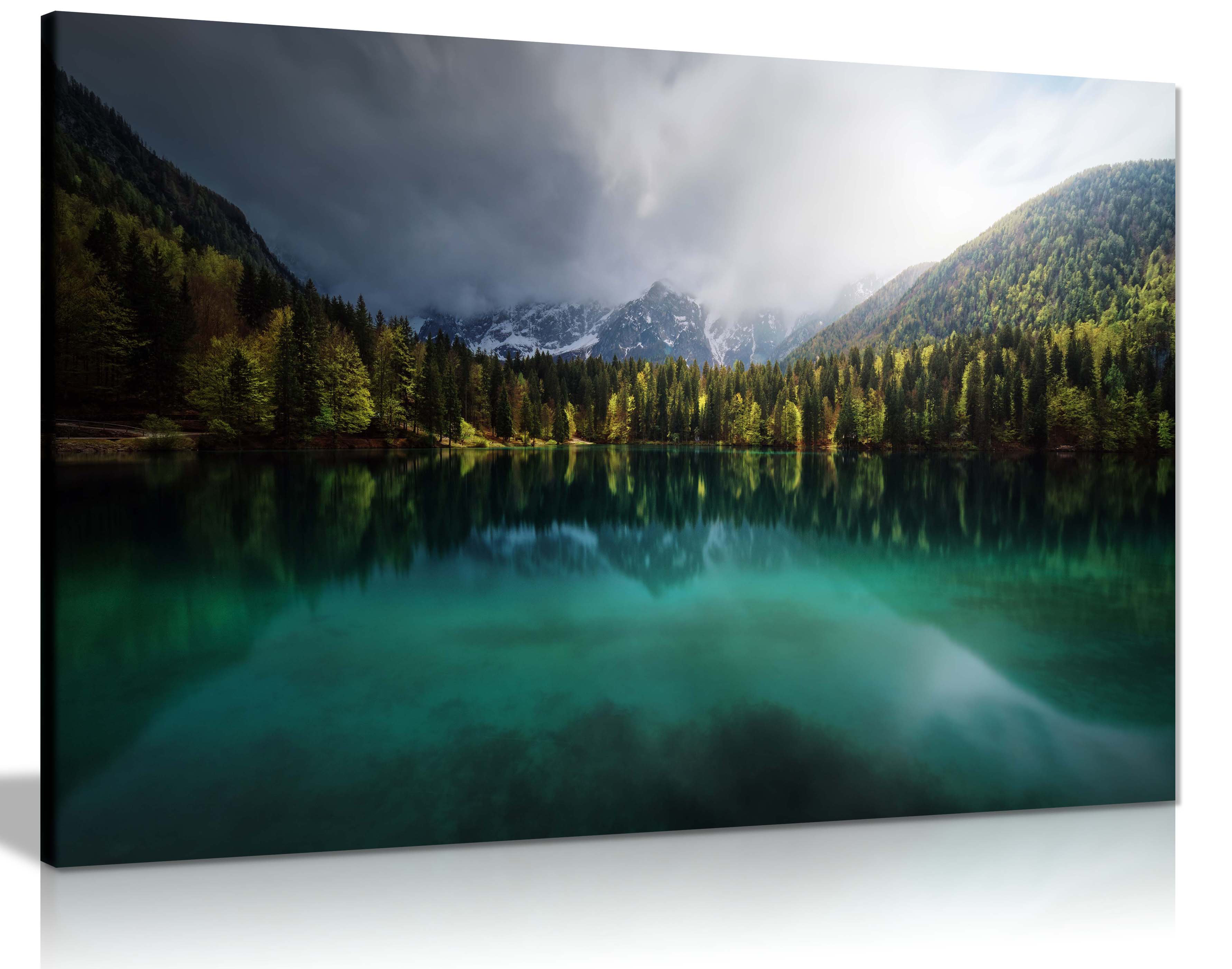 Panther Print Alps Mountain Reflection on a Teal Turquoise Water ...