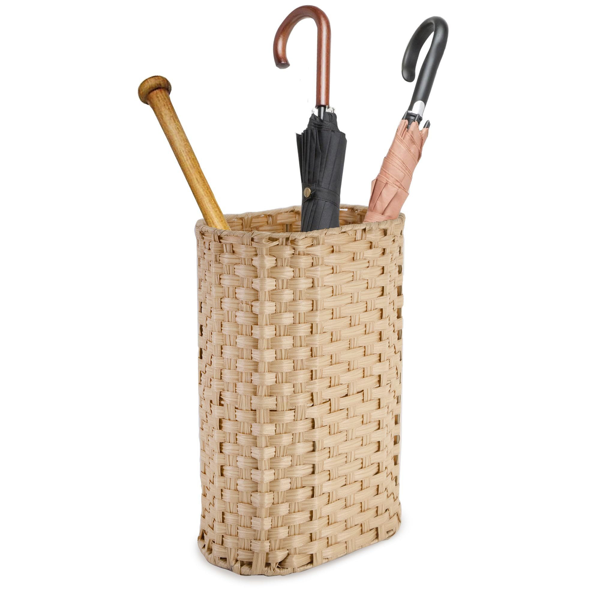 Dakota Fields Wicker Umbrella Holder, Hand Woven Umbrella Stand Basket ...
