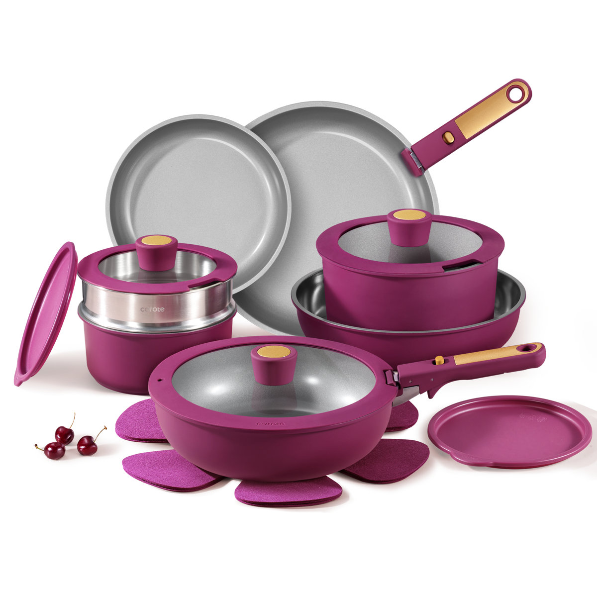 CAROTE 21-Piece Purplepots And Pans Set Non Stick With Detachable ...