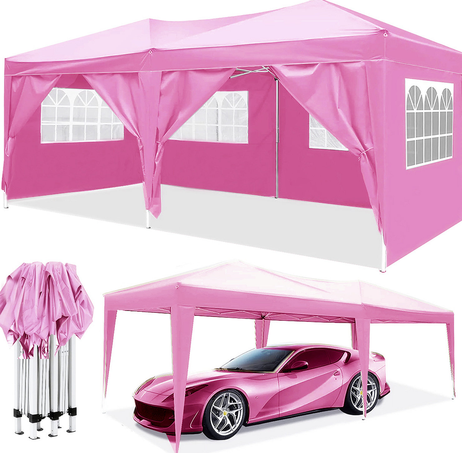 Lipoton Pop Up Canopy Outdoor Portable Folding Tent With 6 Removable ...