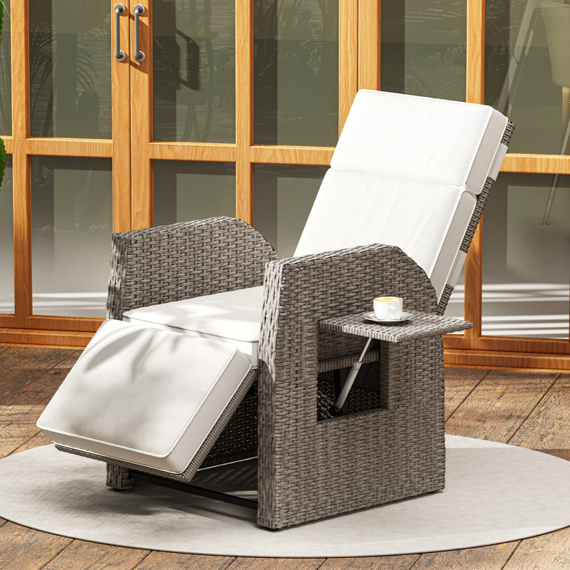 Red Barrel Studio® Outdoor Recliner Chair, Patio Wicker Lounge Chair ...