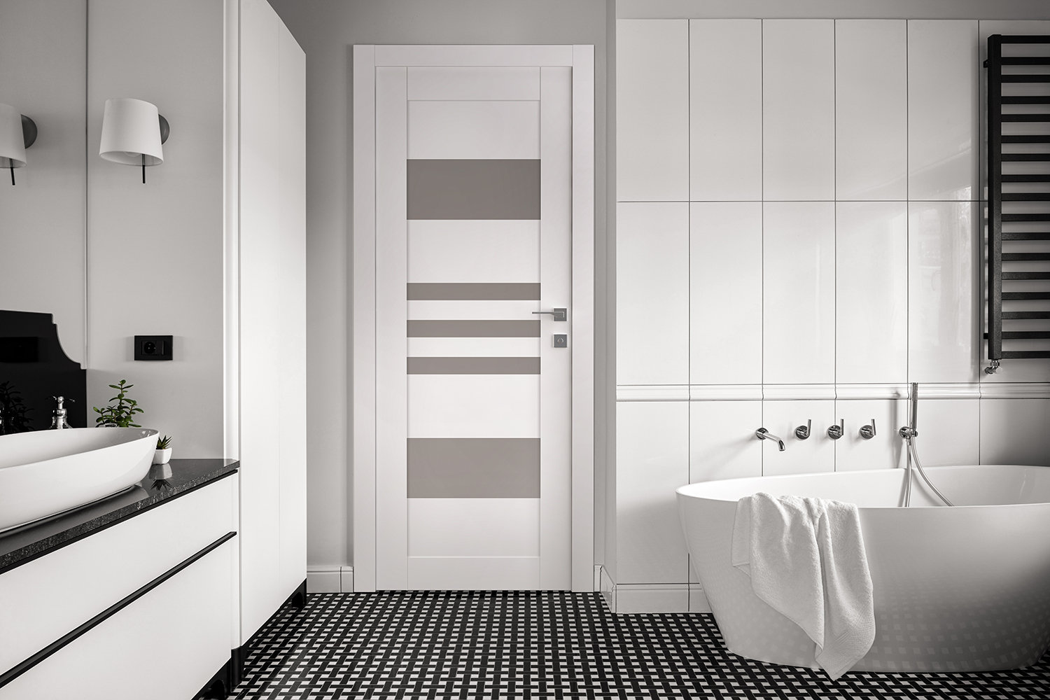 Belldinni Dalle de porte standard en bois massif et en verre Leti - Wayfair Canada