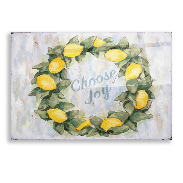 Red Barrel Studio® " Choose Joy Lemon Wreath " by Jennifer Holden ...