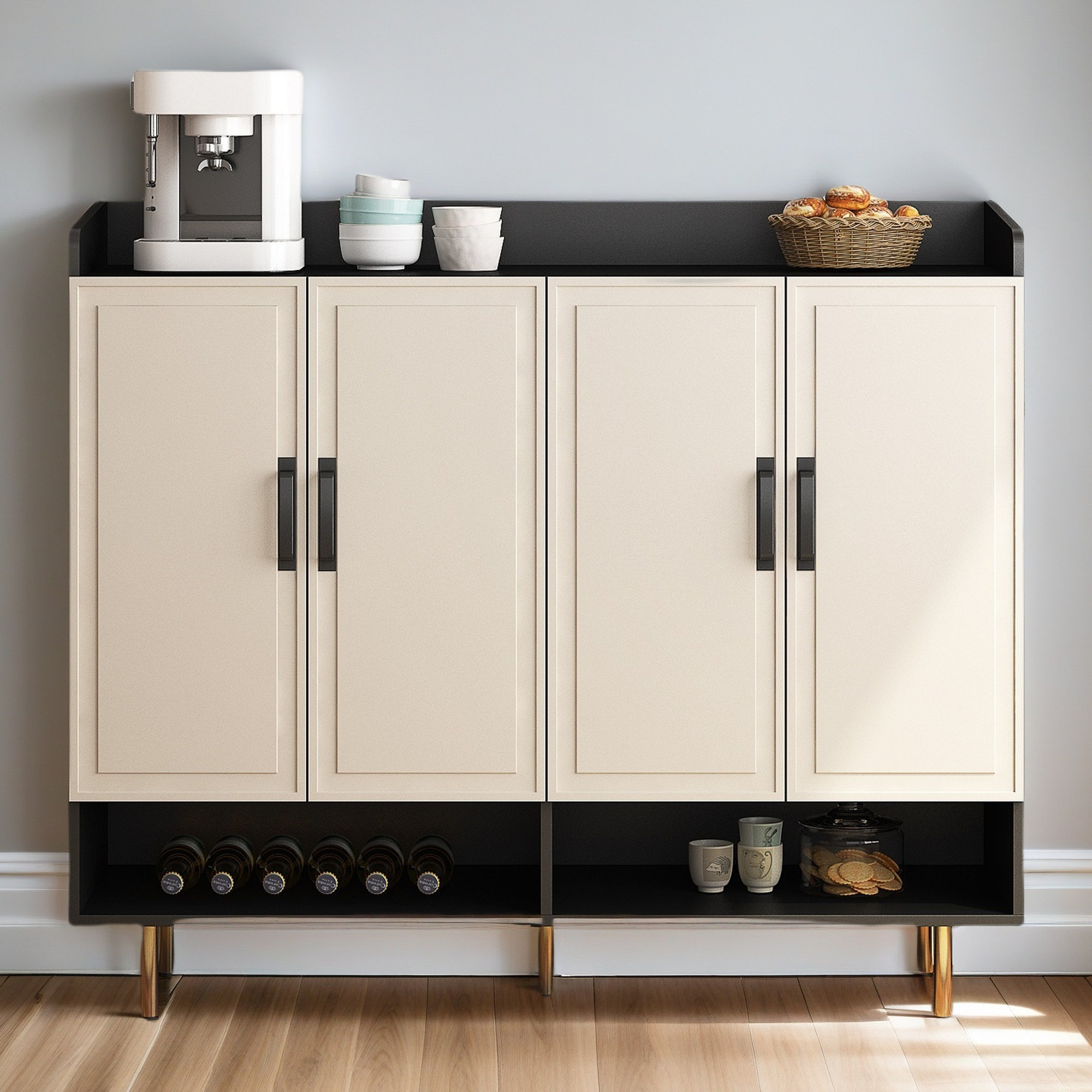 Everly Quinn Sideboard,Shoe Cabinet With 4 Doors Large Modern Shoe ...