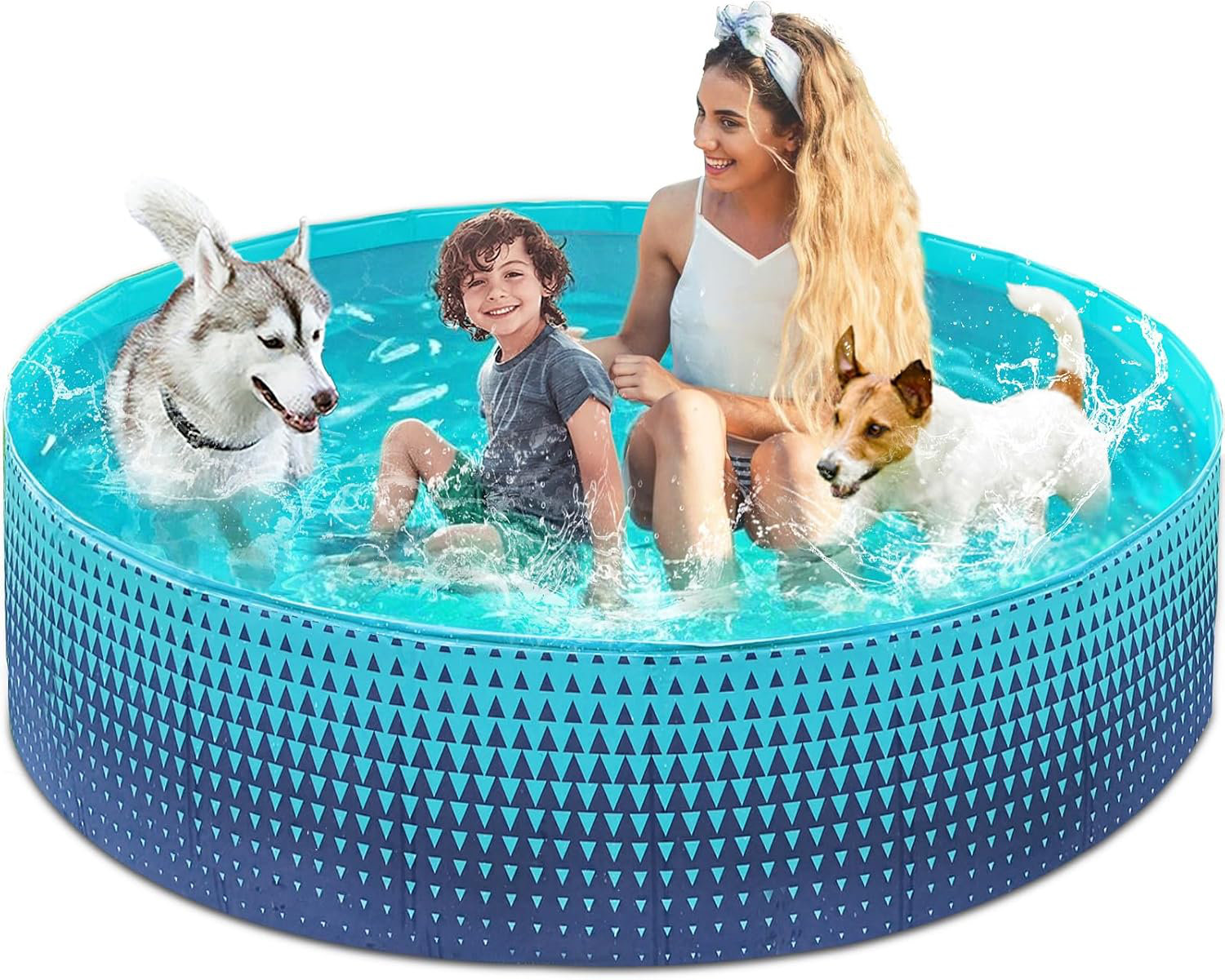 BONLOD Foldable Dog Kiddie Pool Hard Plastic Kids Paddling Pool Toddler ...