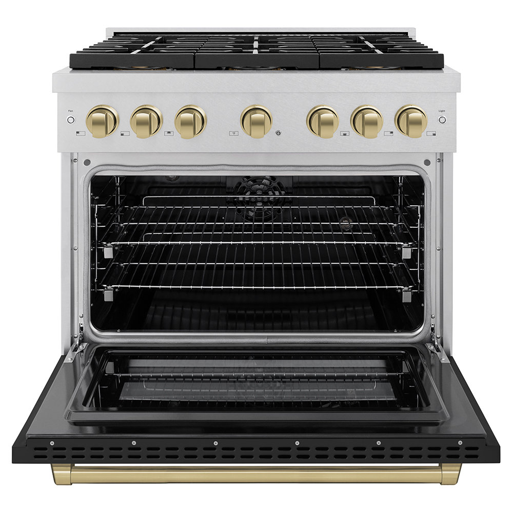 ZLINE Autograph Edition 36 in. 5.2 cu. ft. Paramount Dual Fuel Range W ...