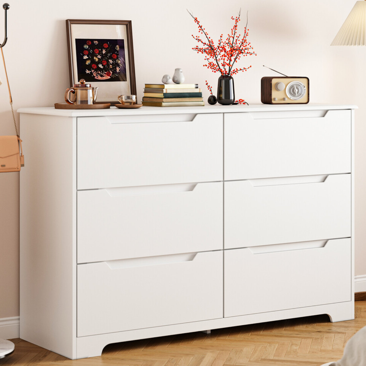 Ebern Designs 47.3'' Modern Wooden Double Dresser with 6 Drawers for Bedroom Storage & Reviews ...
