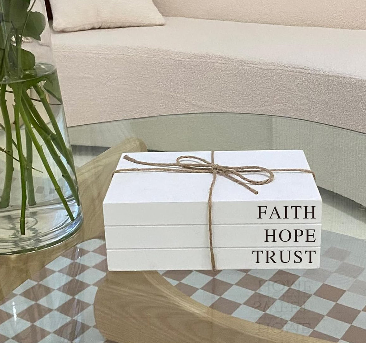 Latitude Run® White Decorative books,rustic farmhouse stacked display ...