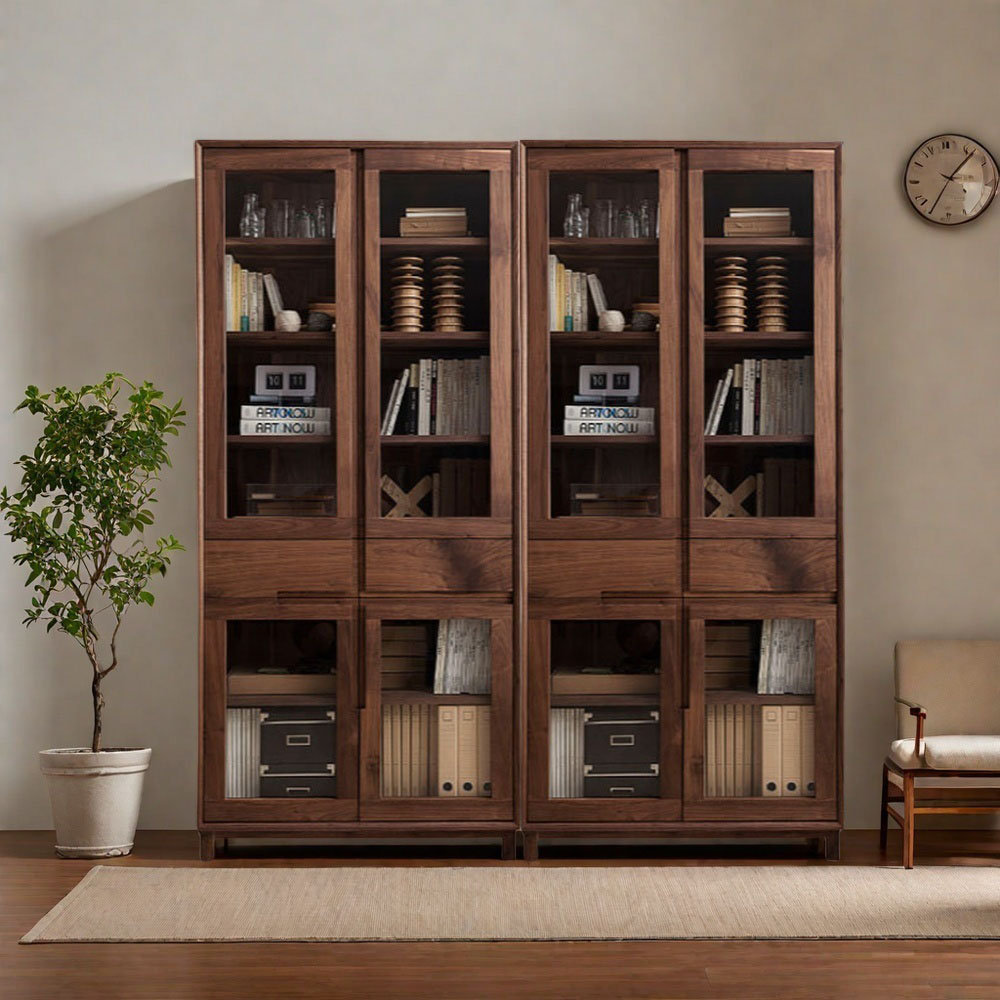 Kaoloupin Chinese style bookcase with glass doors | Wayfair