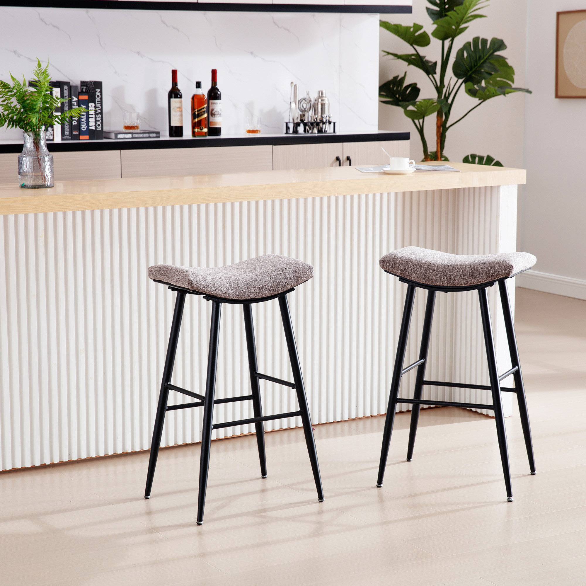 Corrigan Studio Bar Stools Set Of 2 Armless Counter Low Bar Stools ...