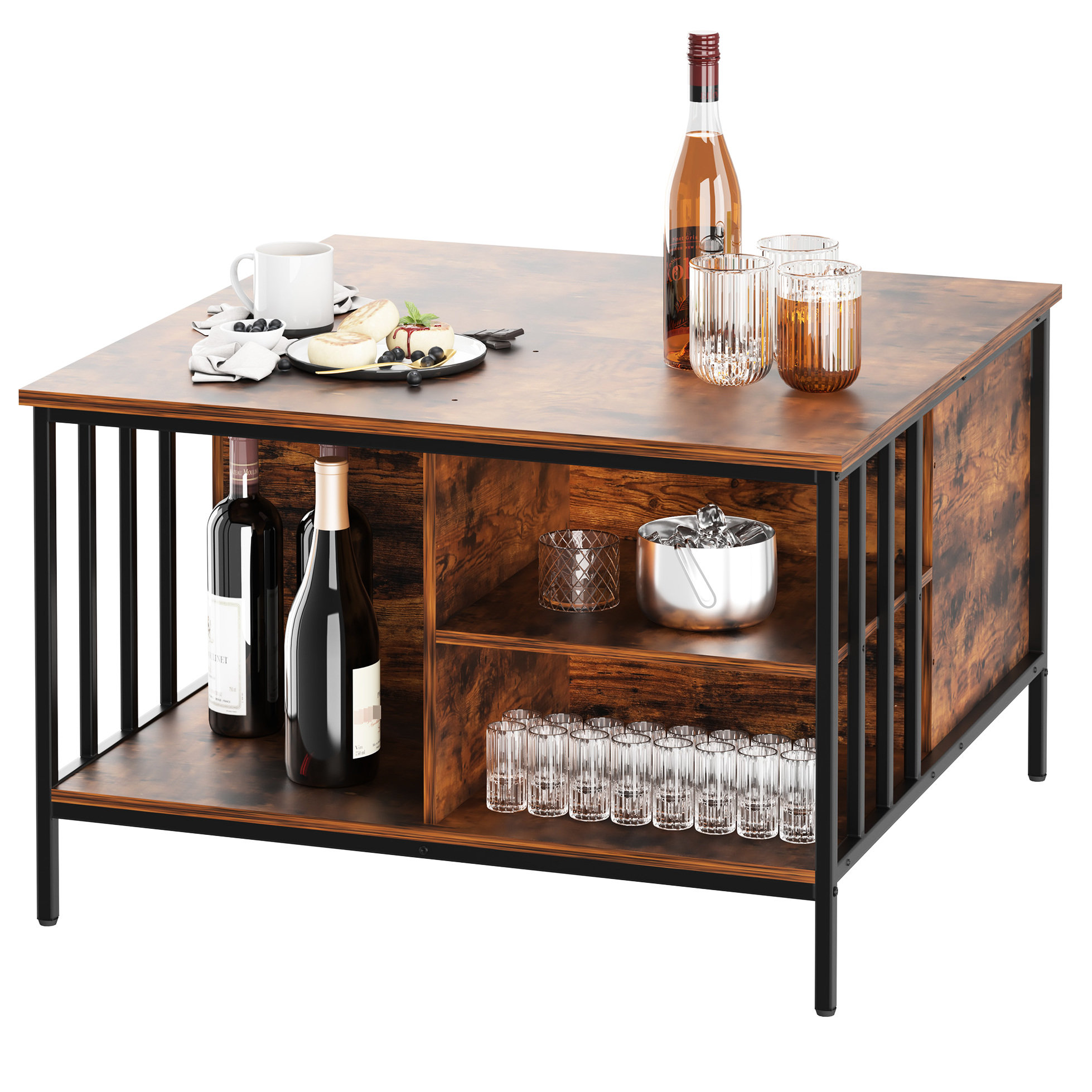 Latitude Run® 31.5" Adjustable Height Lift Top Table, Storage For Decor ...