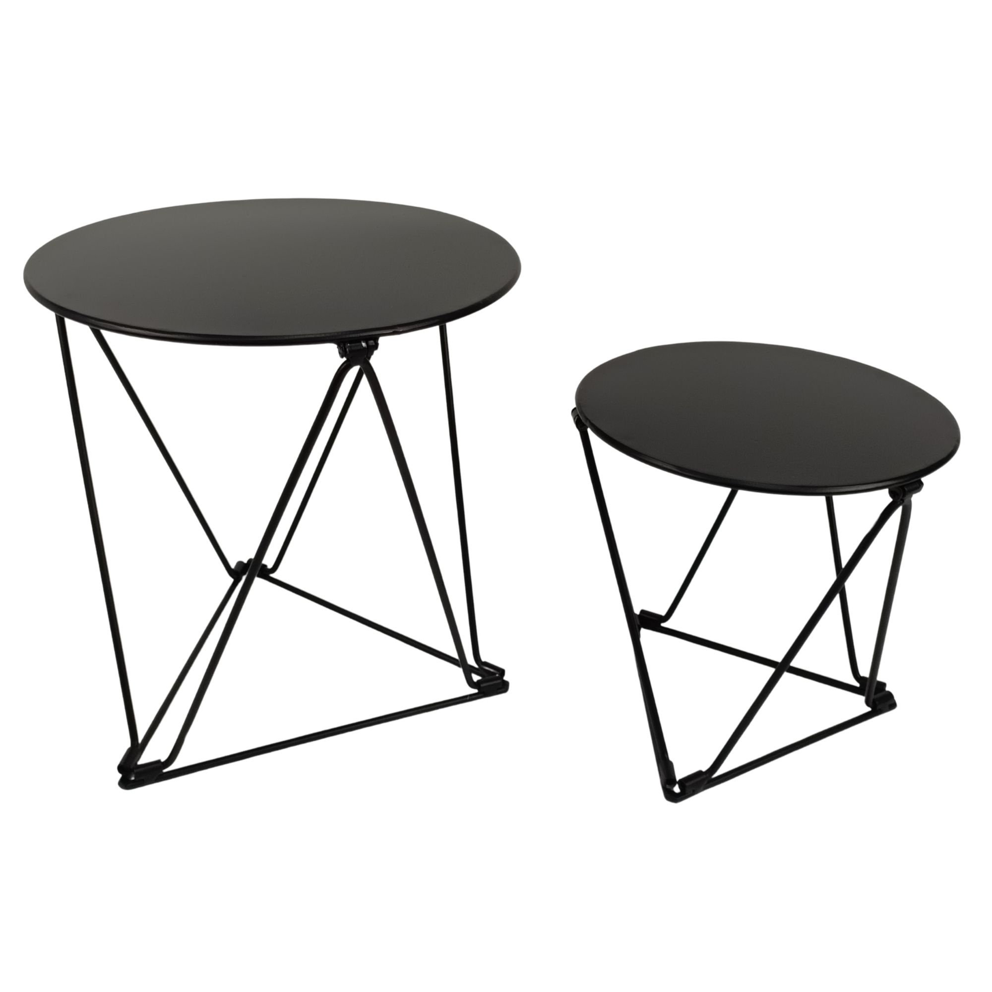 17 Stories VIP Metal 10.75 in. Black Crossed Triangles Stand Set of 2 ...
