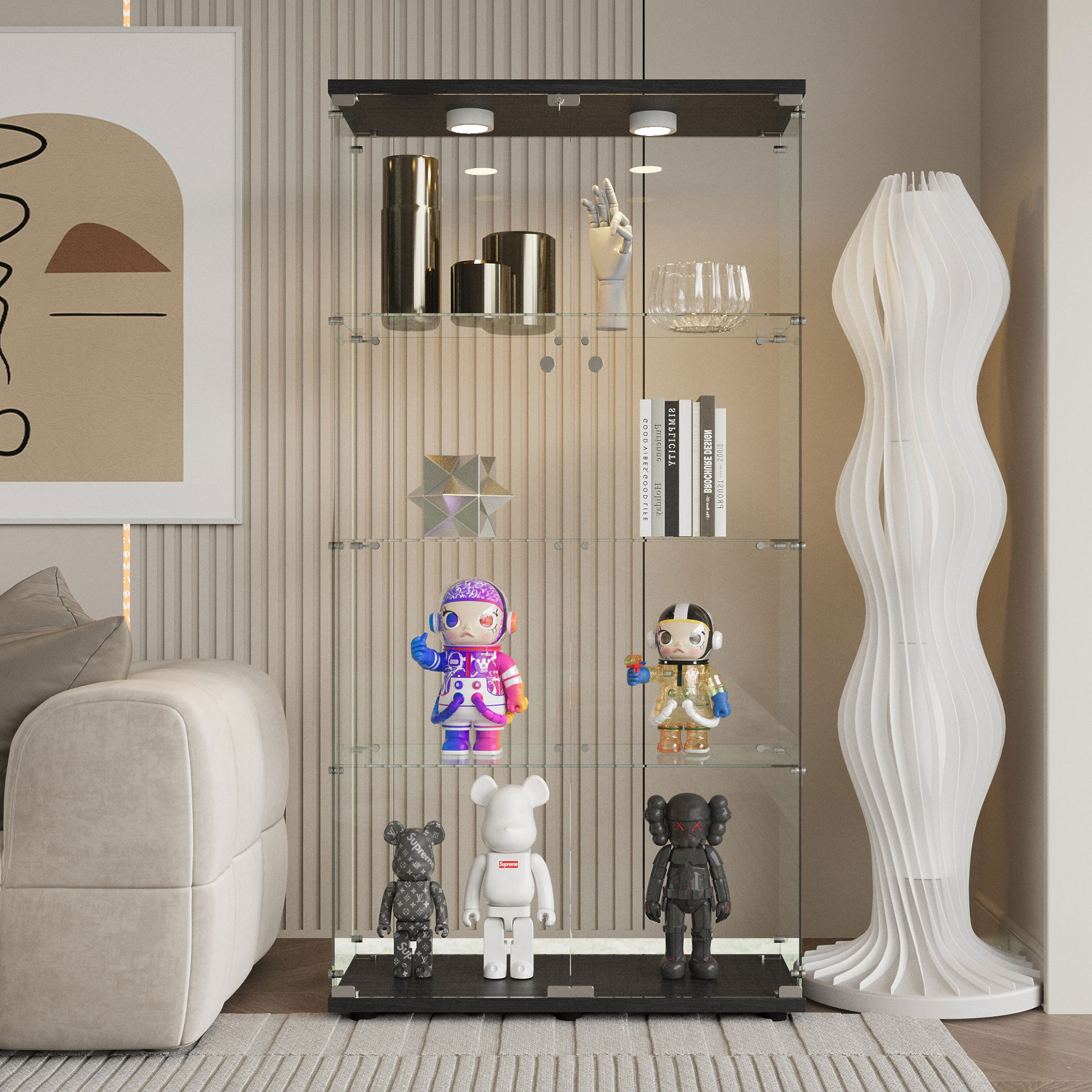 Ivy Bronx Tempered Glass Display Cabinet | Wayfair