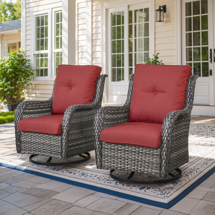 Red Barrel Studio® Mickala Wicker Outdoor Glider Chair | Wayfair