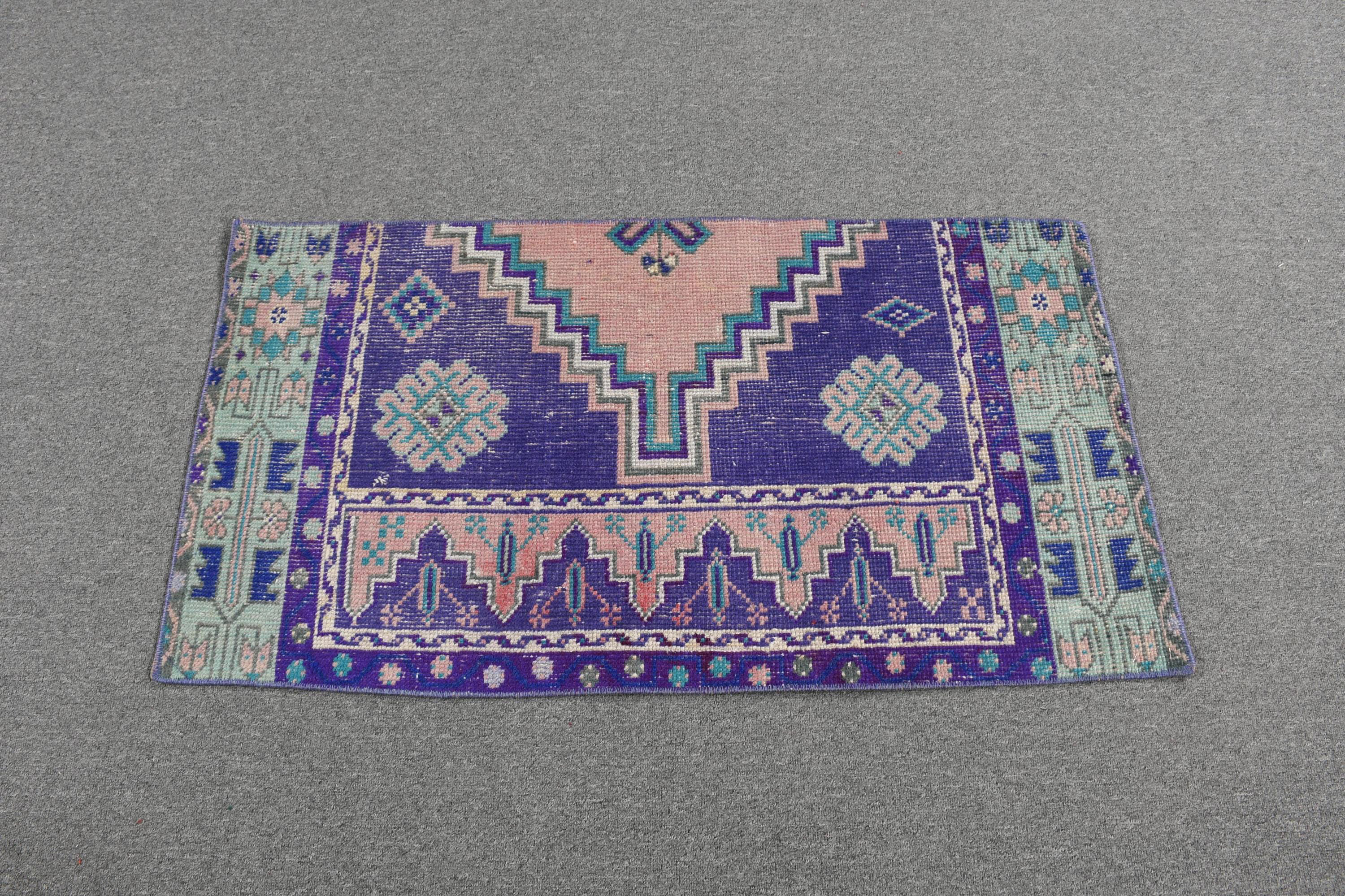 Bungalow Rose Handwoven Vintage Turkish Door Mat with Vibrant Blue and ...