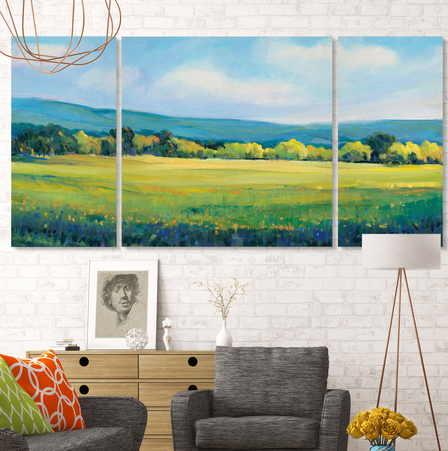 Winston Porter Partly Cloudy II - 3 Piece Print Set on Canvas - Wayfair ...