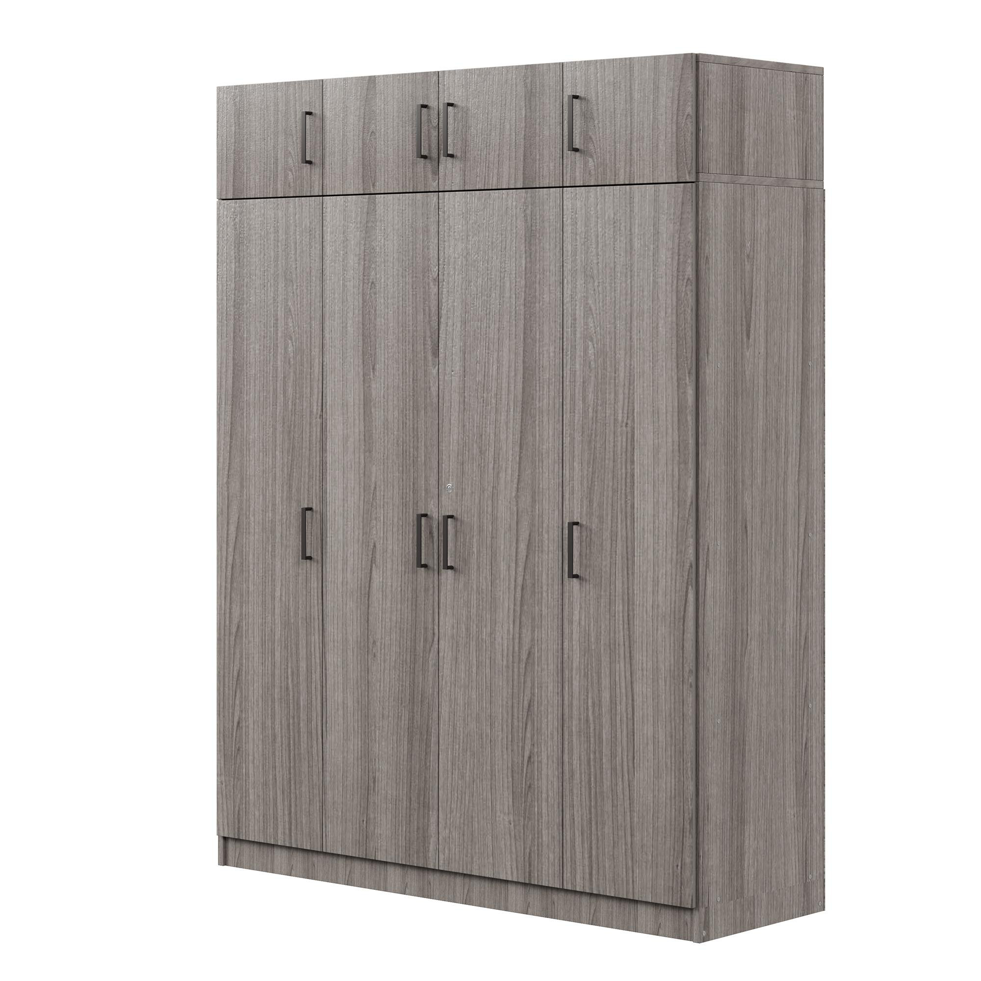 Corrigan Studio 4-Door Wardrobe with 1 Drawer and Top Cabinet , Grey ...