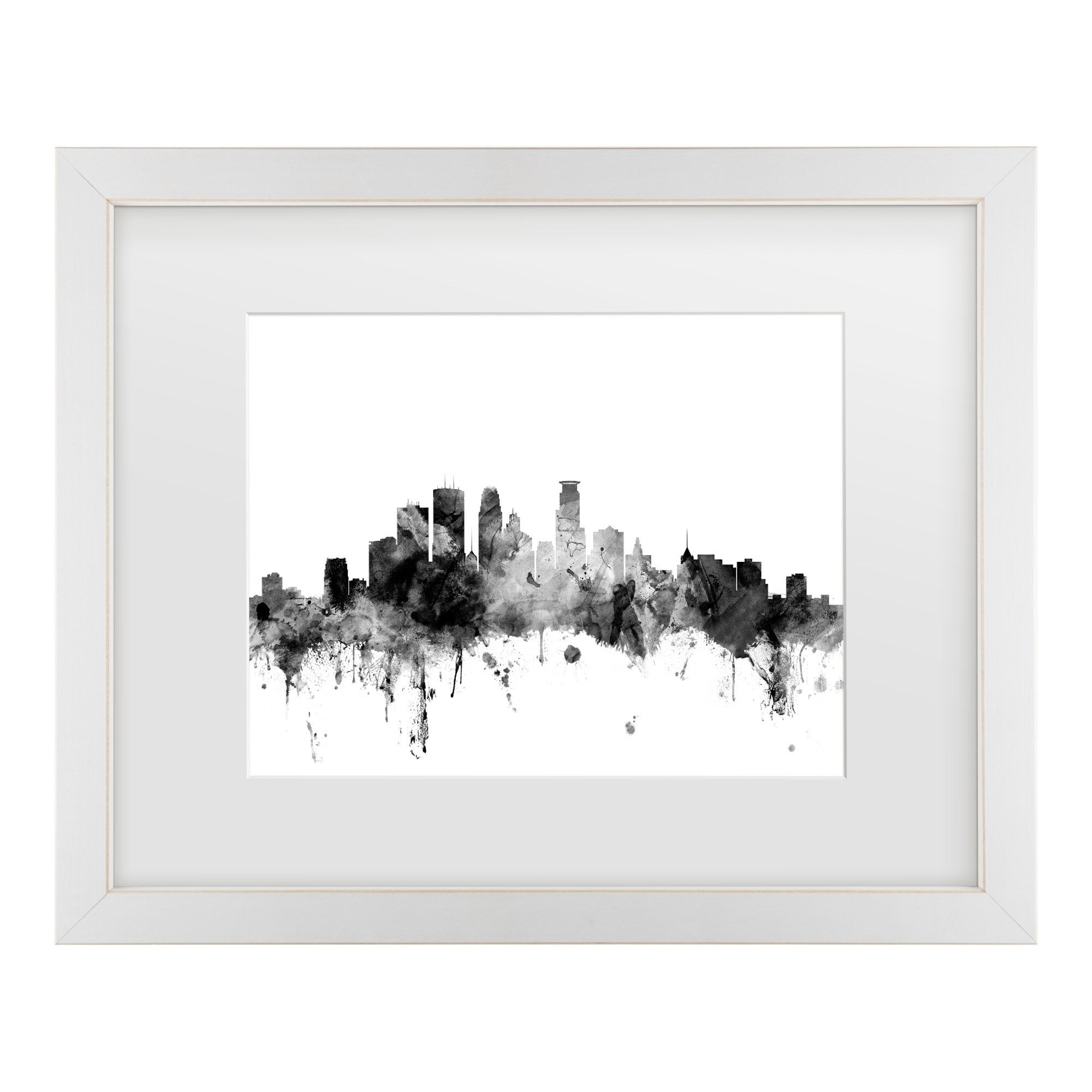 Red Barrel Studio® Michael Tompsett 'Minneapolis MN Skyline B&W' Matted ...