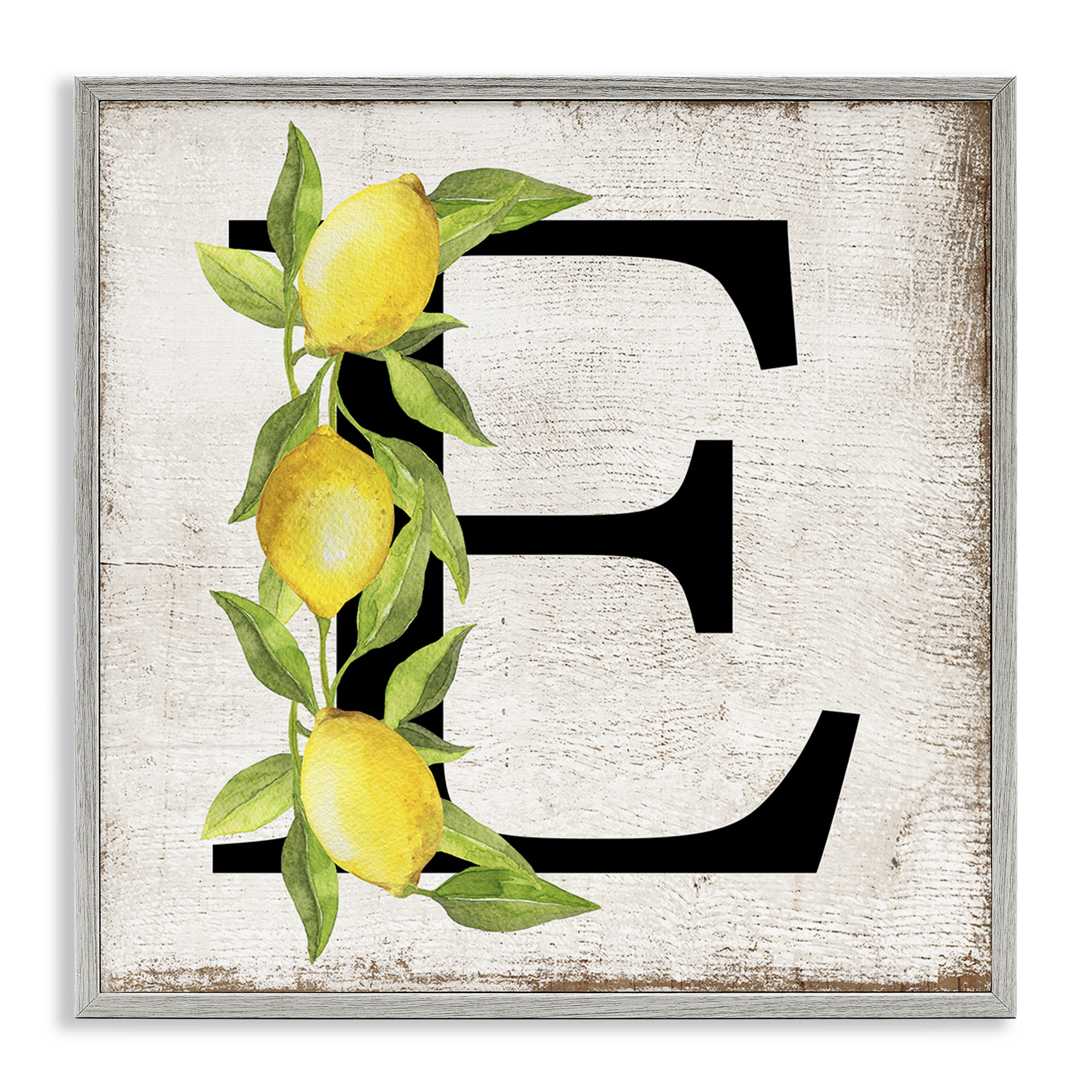 Ophelia & Co. E with Lemon Letter Giclee Art by Creatif Belle | Wayfair
