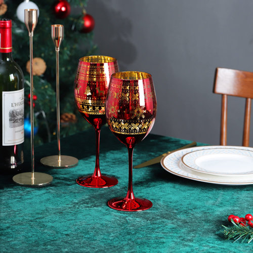 The Holiday Aisle® Jelo 2 - Piece Glass Red Wine Glass Glassware Set ...