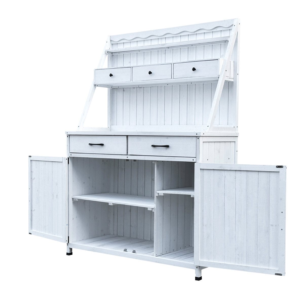 One Allium Way® White Farmhouse Outdoor Potting Bench, Solid Fir Wood ...