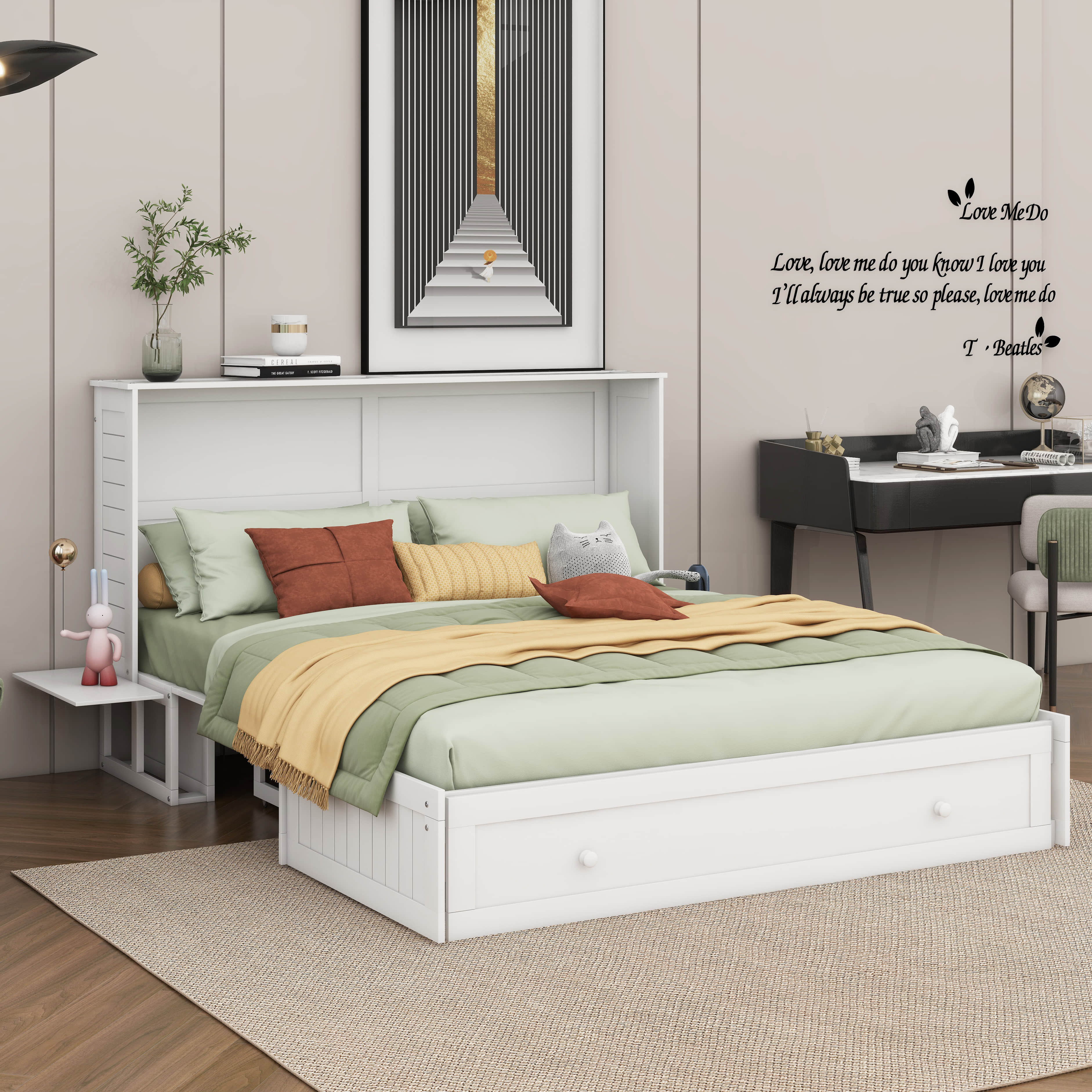 Wildon Home® Azharul Queen Size Mobile Murphy Bed with Drawer - Wayfair ...