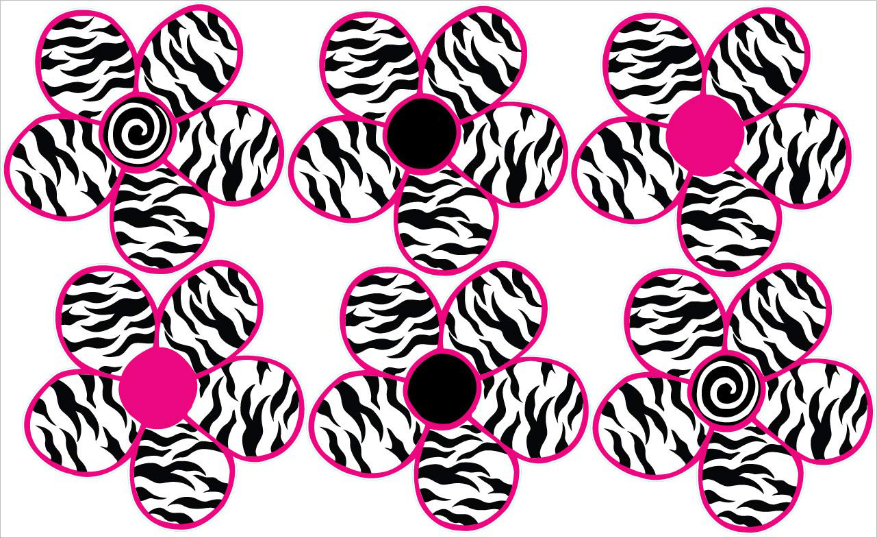 Gemma Violet Zebra Print and Flowers Wall Decal | Wayfair