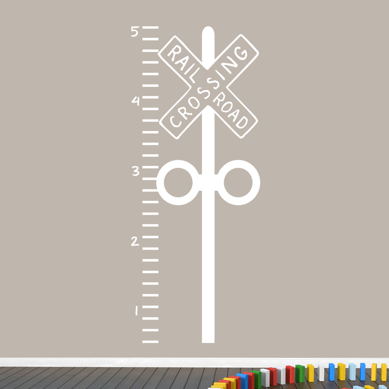 Zoomie Kids Railroad Crossing Growth Chart Wall Decal | Wayfair