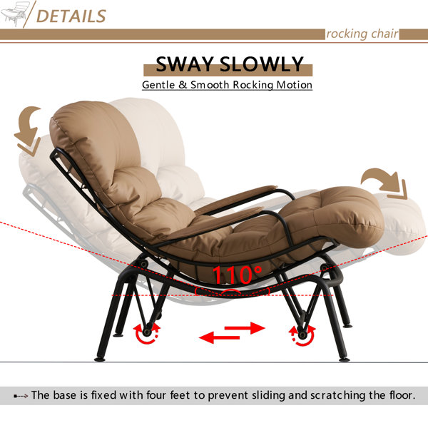 17 Stories Kalysia Metal Rocking Chair with Ottoman & Reviews | Wayfair