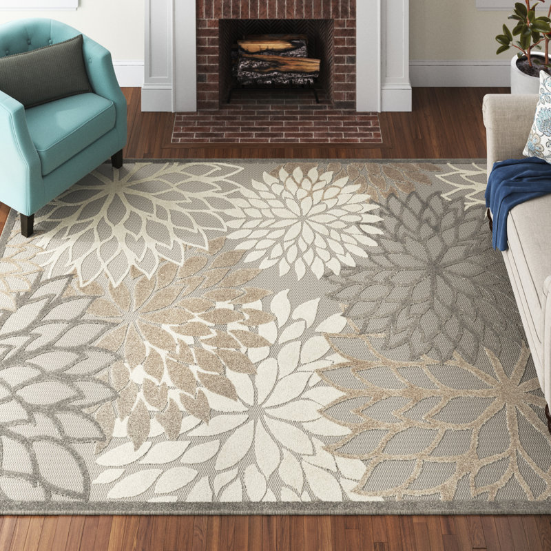Lark Manor Abela Performance Gray/Brown/Cream Rug & Reviews | Wayfair