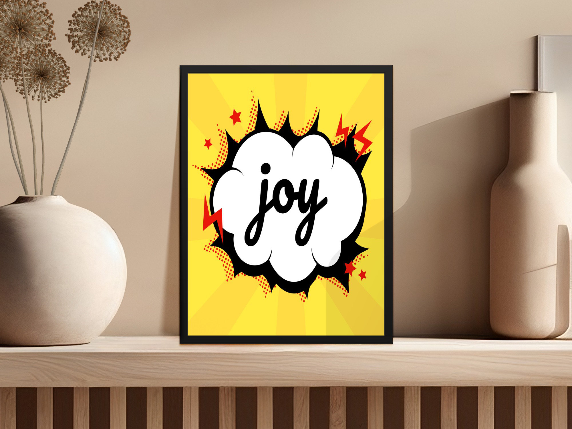 Lark Manor Joy Graphic Comic Book Style Explosion Word Art Framed ...