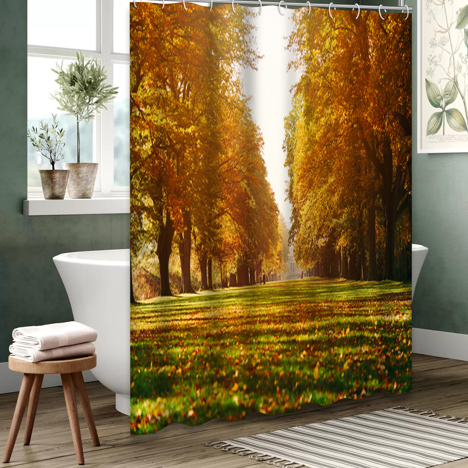 East Urban Home ??English Autumn Shower Curtain with 12 Hooks ...