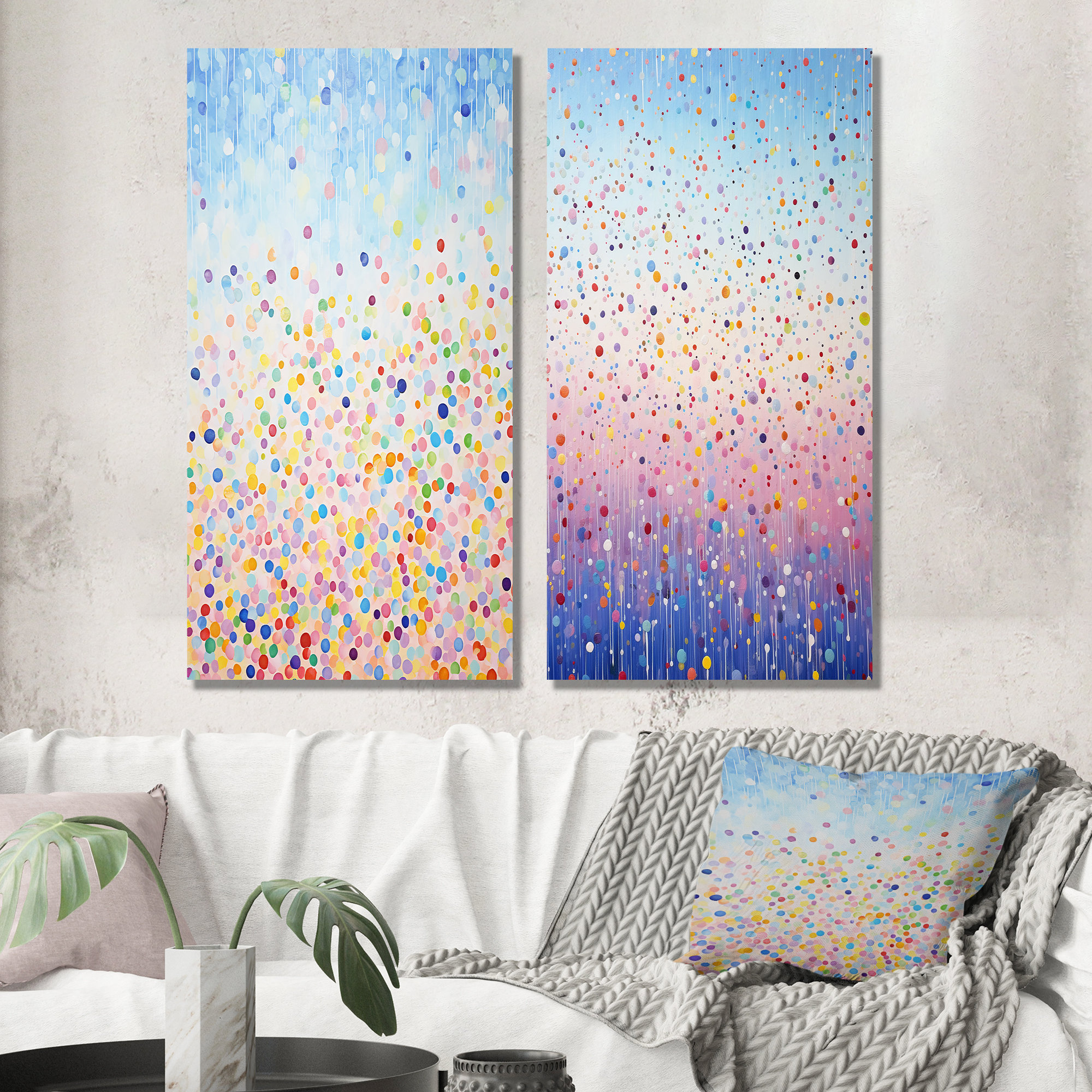 Latitude Run® Minimalism Rainbow Dot - Abstract Canvas Art Print Set Of ...