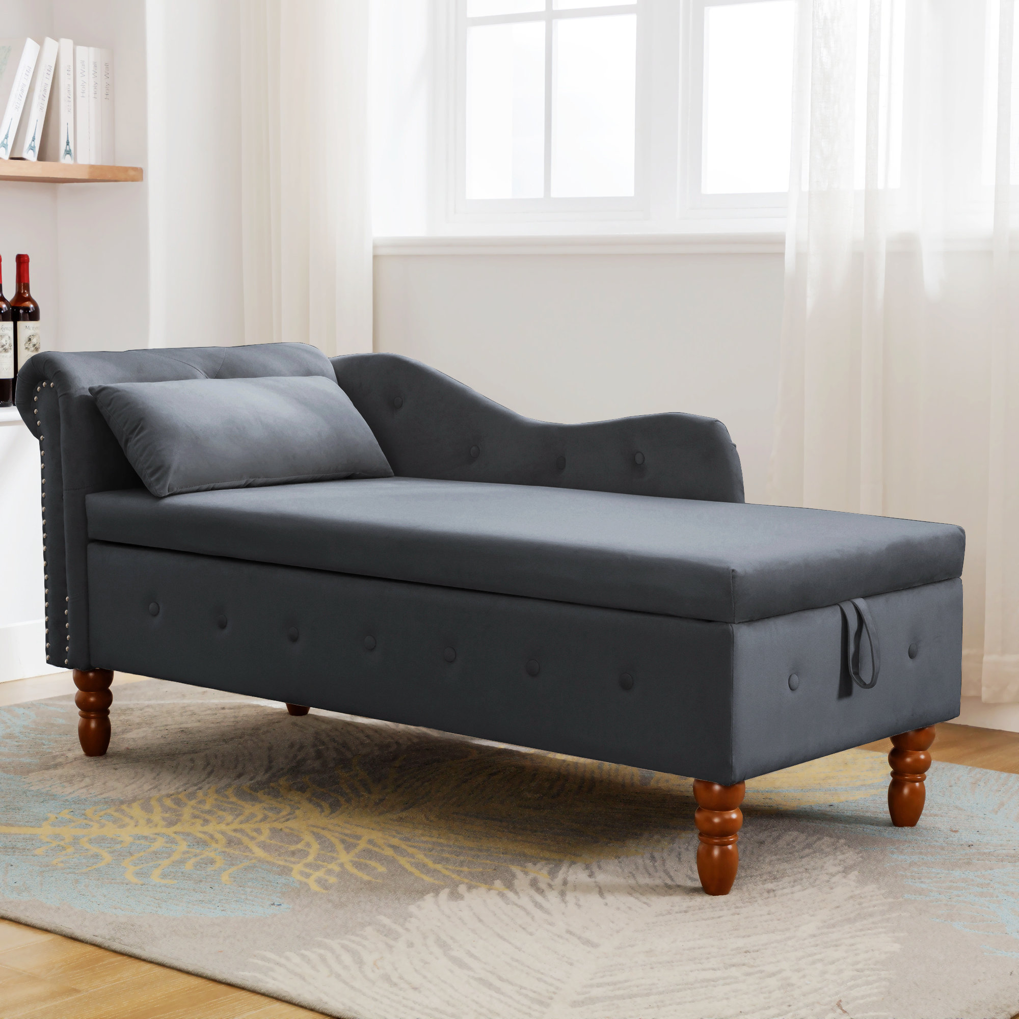 House of Hampton Méridienne en velours sans accoudoirs 58,26 po avec ...