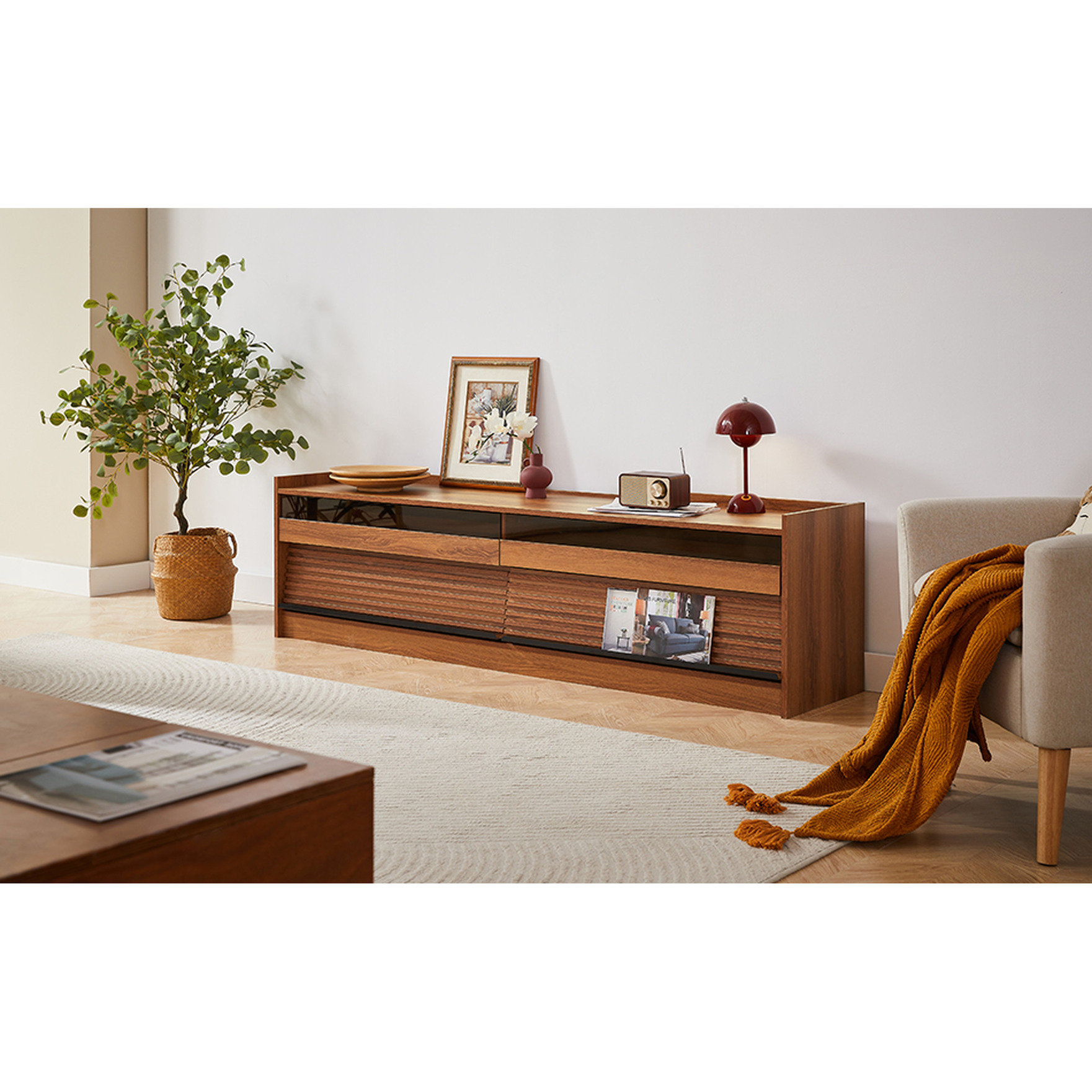 Brayden Studio® Stylish Tv Stand With Generous Capacity: 4 Drawer ...