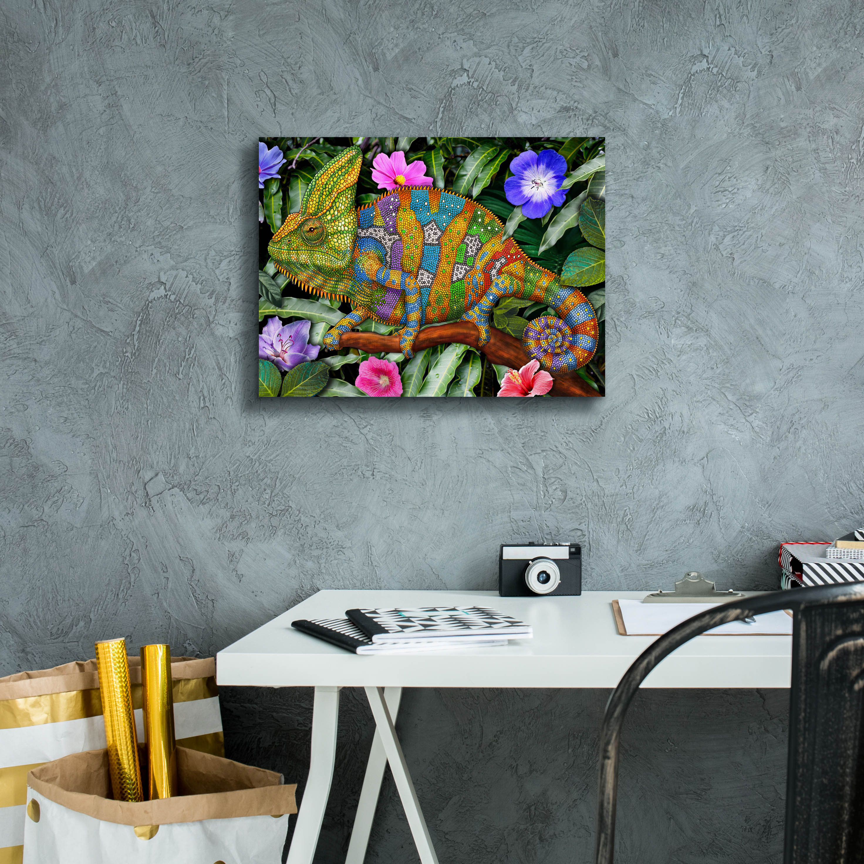Bungalow Rose 'Veiled Chameleon Rainbow' by Tim Jeffs Canvas Wall Art ...