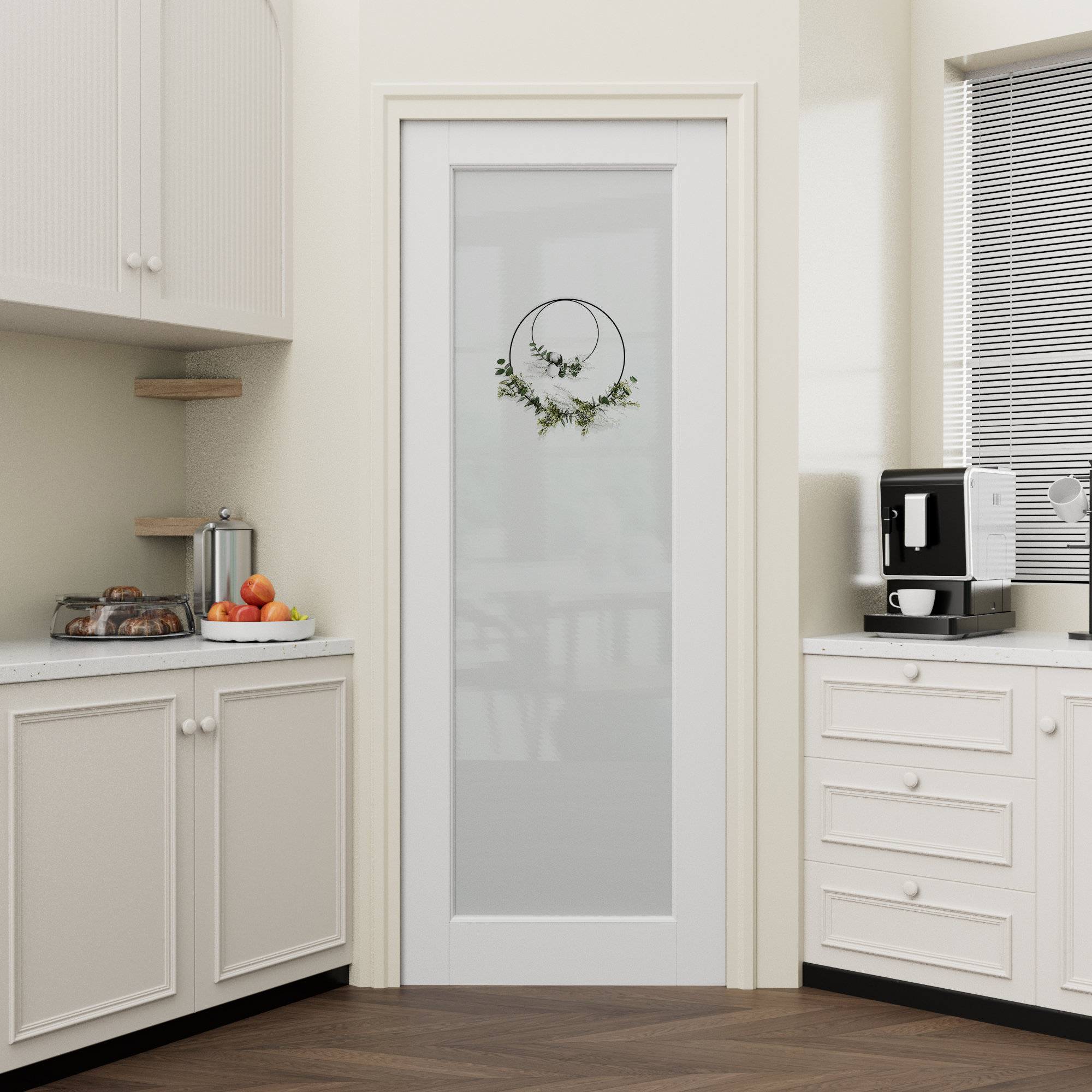 ARK DESIGN Pantry Door Slab Frosted Glass Wood and Manufacture Wood ...